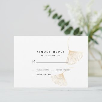 Falling Gold Ginkgo Leaves Wedding RSVP Card | Zazzle