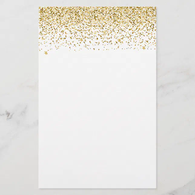 Falling Gold Glitter Confetti Stationery | Zazzle