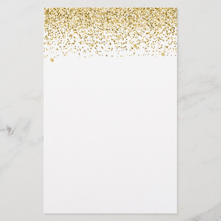 Falling Gold Glitter Confetti Stationery | Zazzle