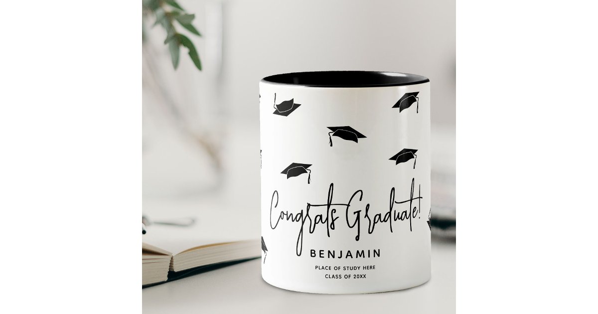 Falling Graduation Caps Congratulations Grad Two-Tone Coffee Mug | Zazzle