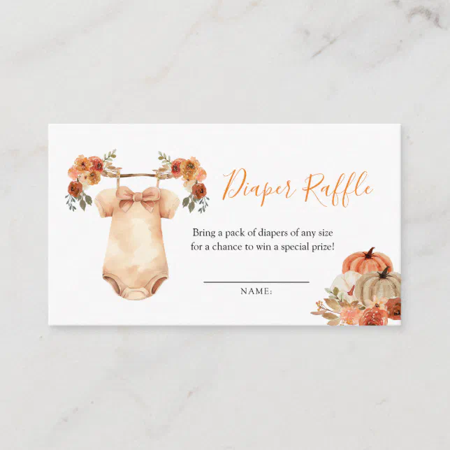 Falling In Love Floral Baby Shower Diaper Raffle Enclosure Card | Zazzle