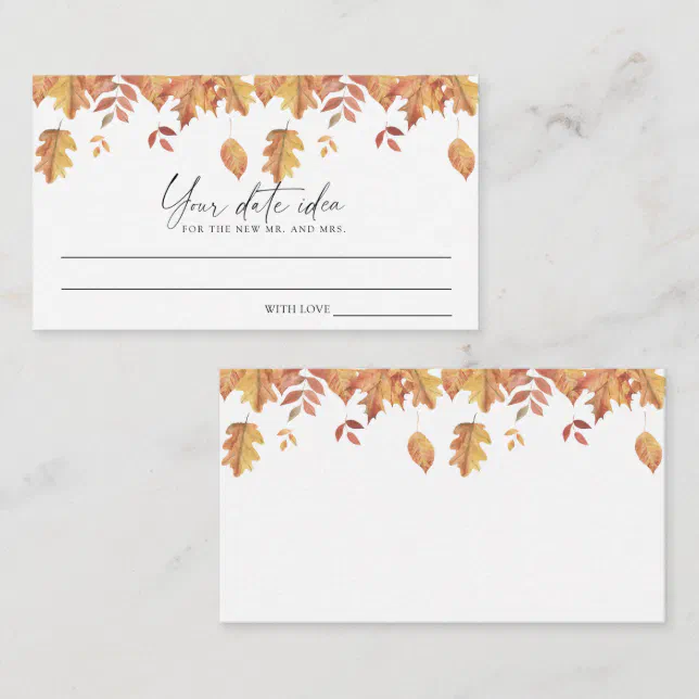 Falling leaves - Date night ideas \ Date jar Enclosure Card | Zazzle