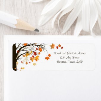 Falling Leaves Fall Autumn Return Address Label | Zazzle