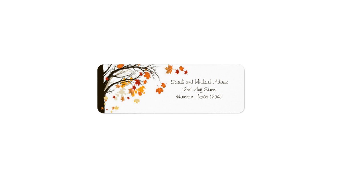 Falling Leaves Fall Autumn Return Address Label | Zazzle