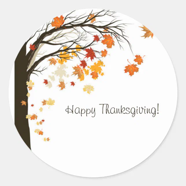 Falling Leaves Happy Thanksgiving Envelope Sticker | Zazzle