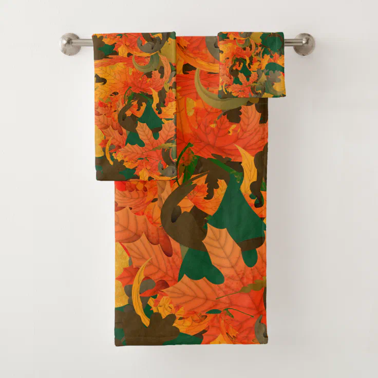 Falling Leaves Pattern for Autumn Bath Towel Set | Zazzle