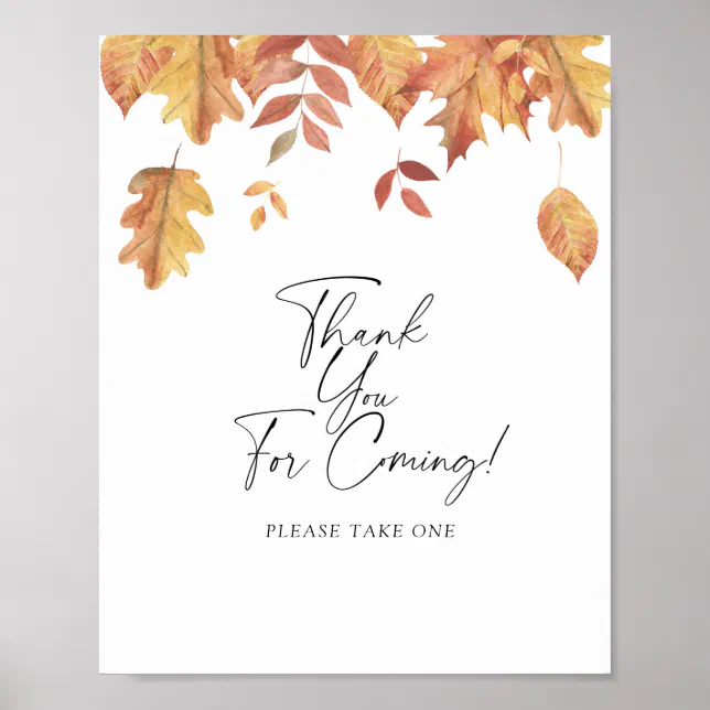 Falling leaves - Thank you for coming Poster | Zazzle