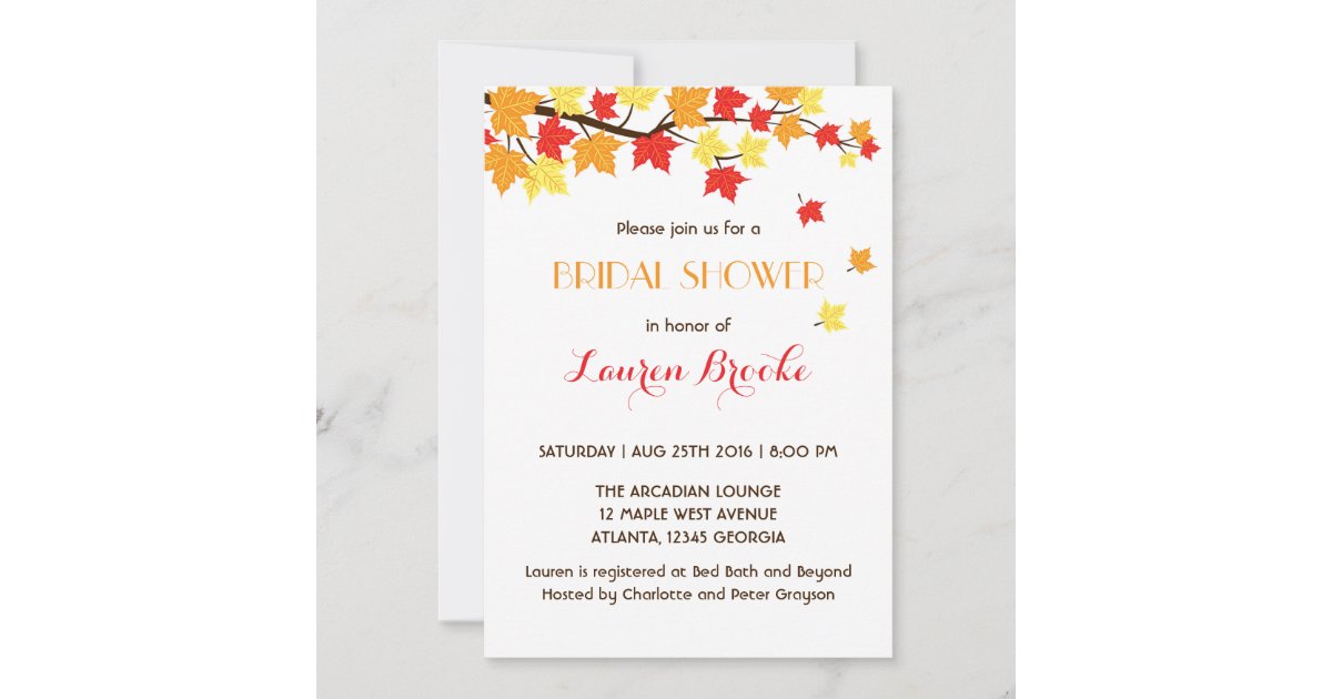 Falling Maple Leaves Autumn Invitation White | Zazzle