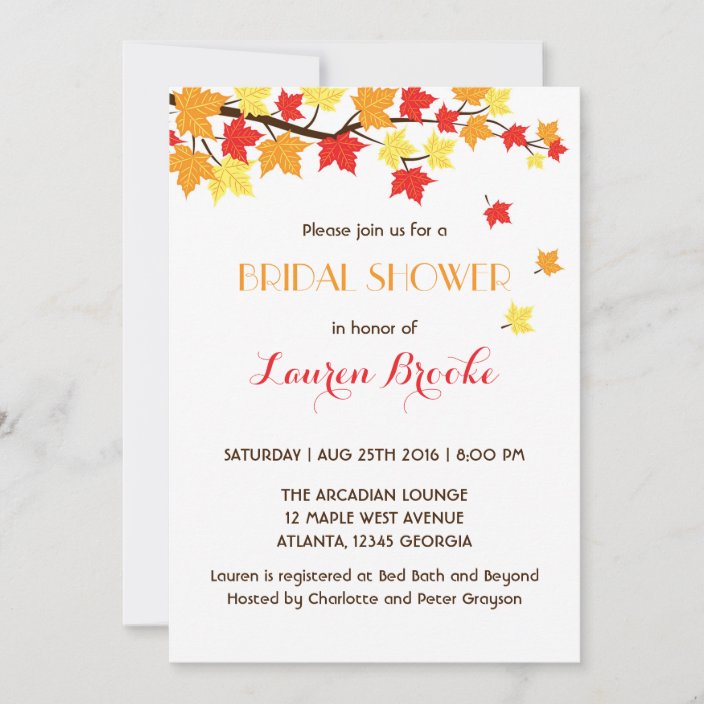 Falling Maple Leaves Autumn Invitation White | Zazzle.com