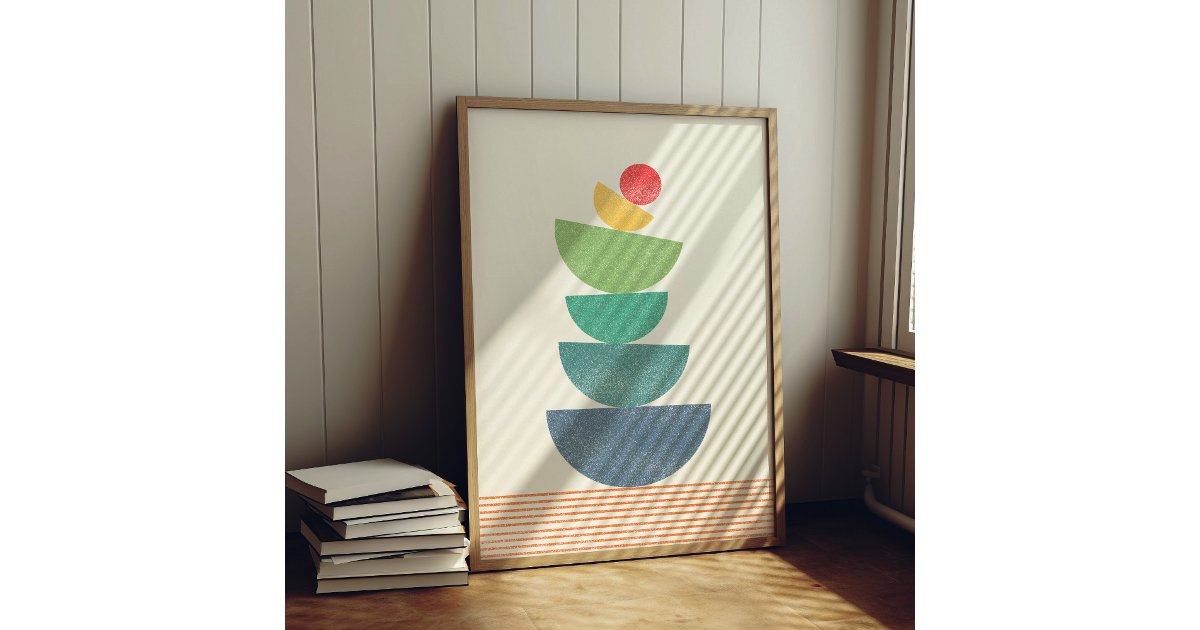 Falling orange abstract mid century poster | Zazzle