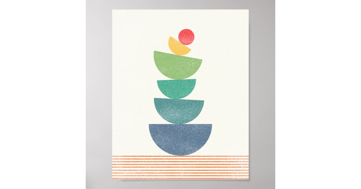 Falling orange abstract mid century poster | Zazzle