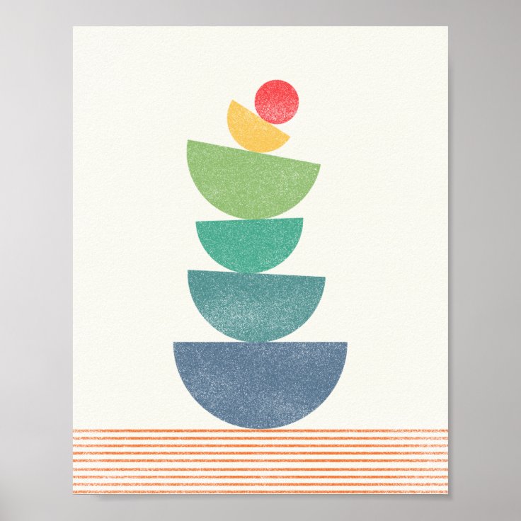 Falling orange abstract mid century poster | Zazzle