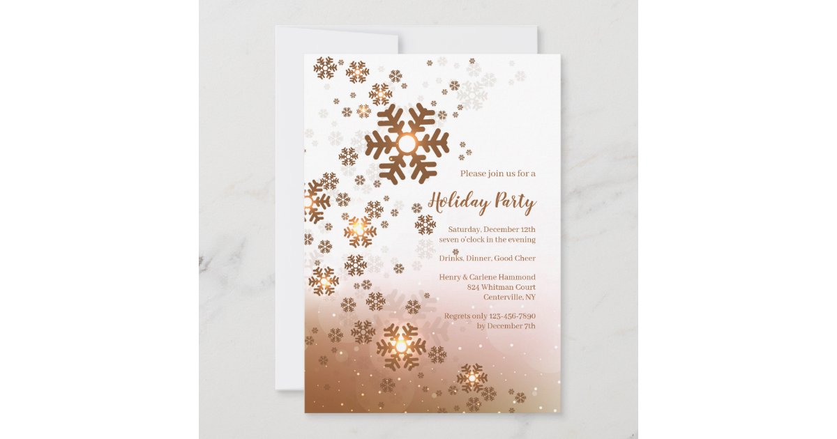 Falling Snow Holiday Party Invitation | Zazzle