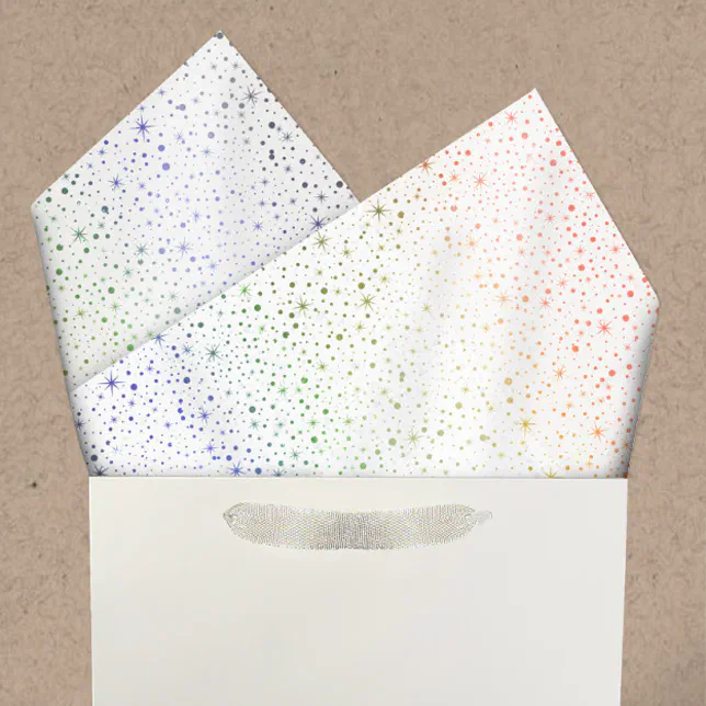 Falling Snow Watercolor Rainbow Galaxy Stars Tissue Paper | Zazzle