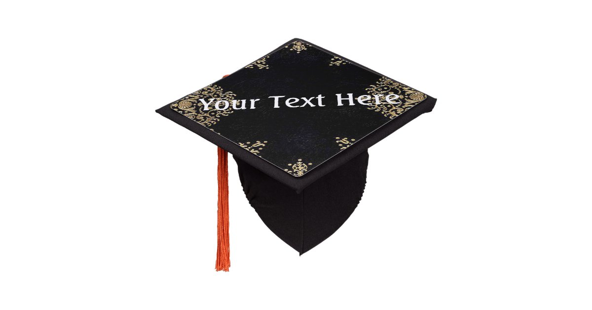 Falln Black And Gold Filigree Graduation Cap Topper | Zazzle