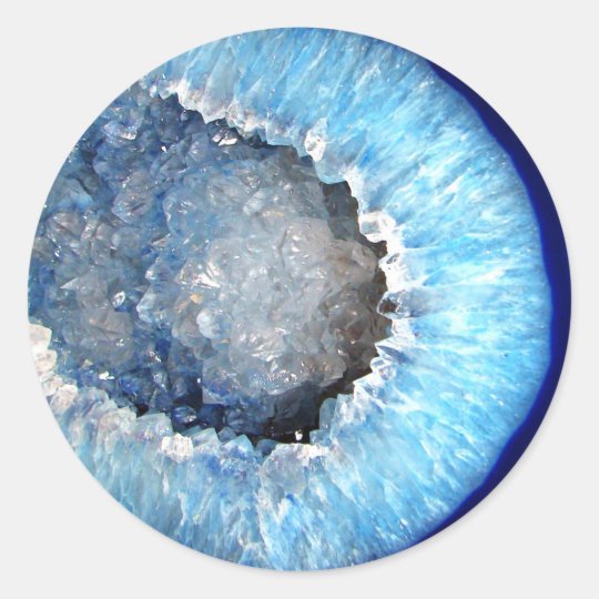 Falln Blue Crystal Geode Classic Round Sticker | Zazzle.com