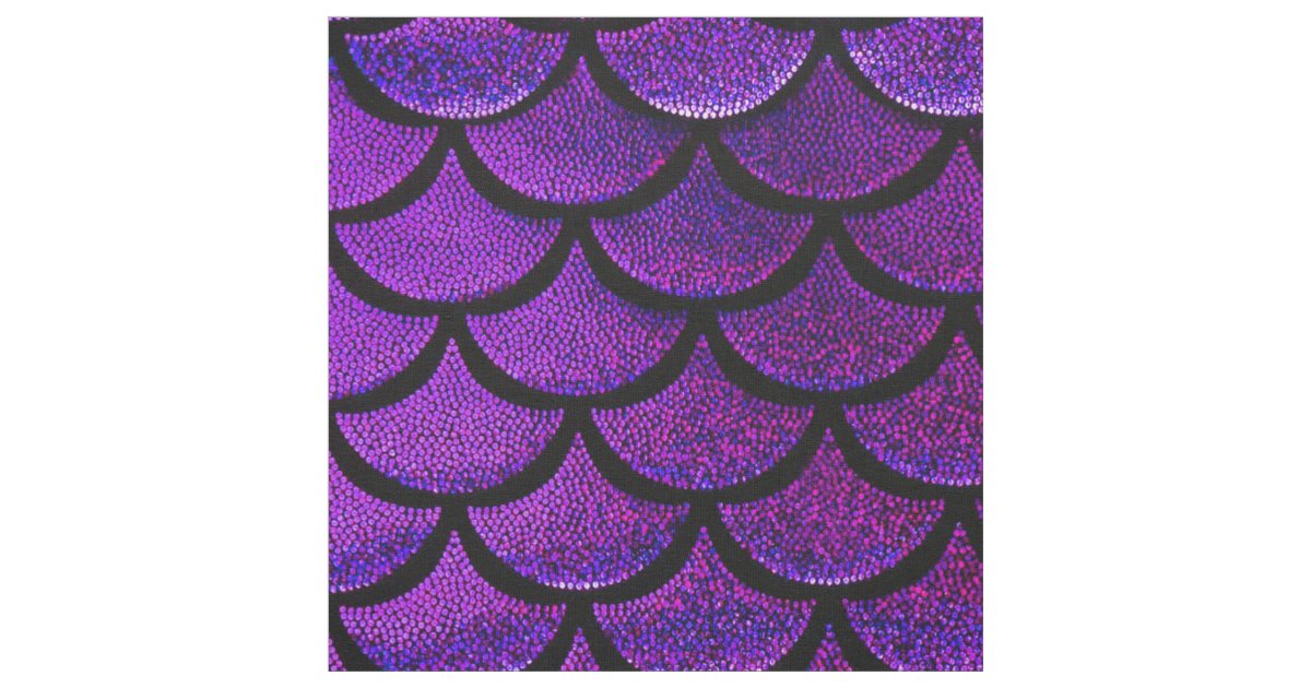 Falln Purple & Blue Mermaid Scales Fabric | Zazzle