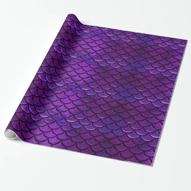 Falln Purple & Blue Mermaid Scales Wrapping Paper | Zazzle