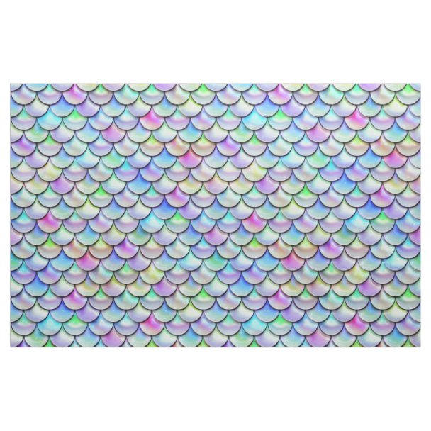Rainbow Mermaid Fish Scales Fabric | Zazzle