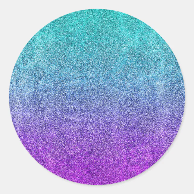 Falln Tropical Dusk Glitter Gradient Classic Round Sticker | Zazzle