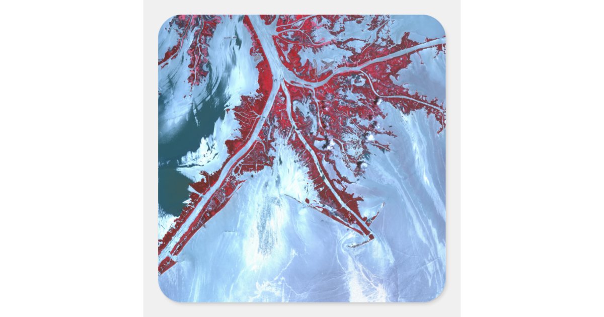 False color satellite square sticker | Zazzle