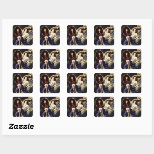 Fame Presenting a Portrait of Louis XIV Square Sticker | Zazzle