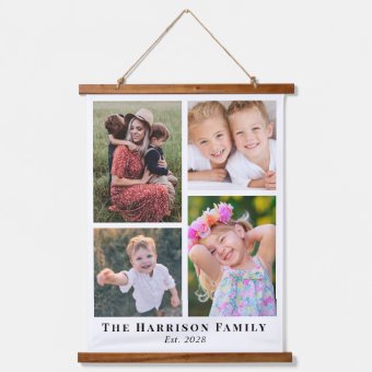 Family 4 Photo Collage Hanging Tapestry | Zazzle