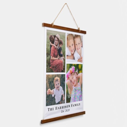 Family 4 Photo Collage Hanging Tapestry | Zazzle