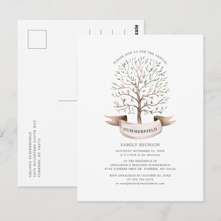 Family Annual Reunion Genealogy Tree Postcard | Zazzle