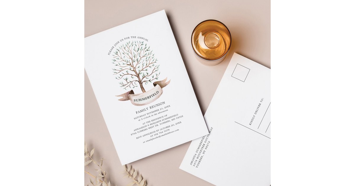 Family Annual Reunion Genealogy Tree Postcard | Zazzle