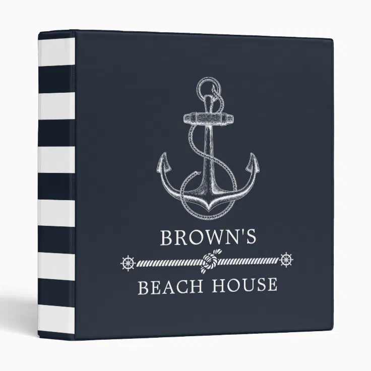 Family Beach Lake House Nautical Anchor 3 Ring Binder | Zazzle