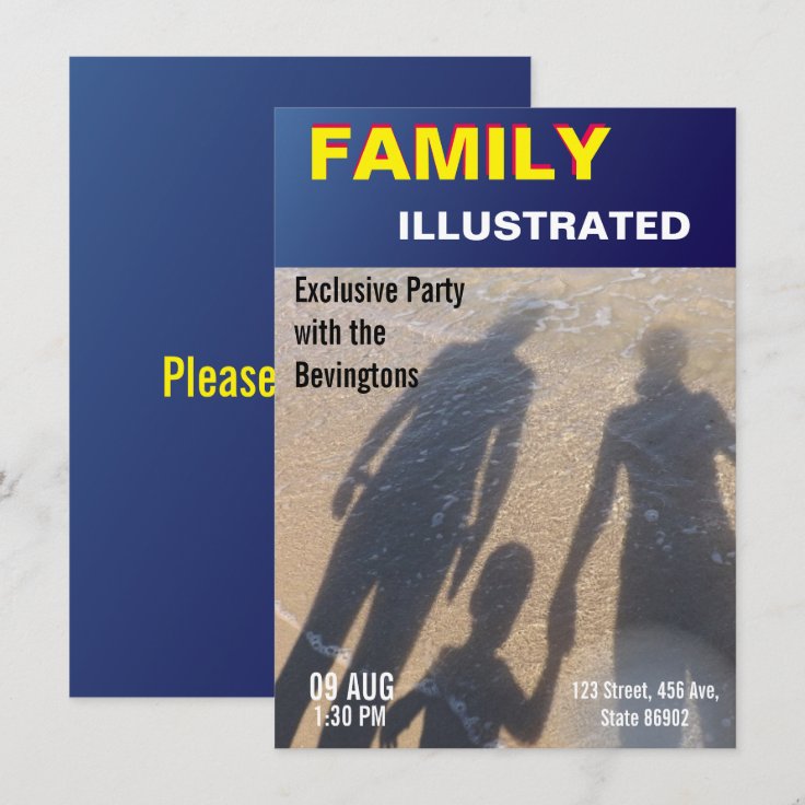 Family Beach Party Fake News Faux Magazine Cover Invitation | Zazzle