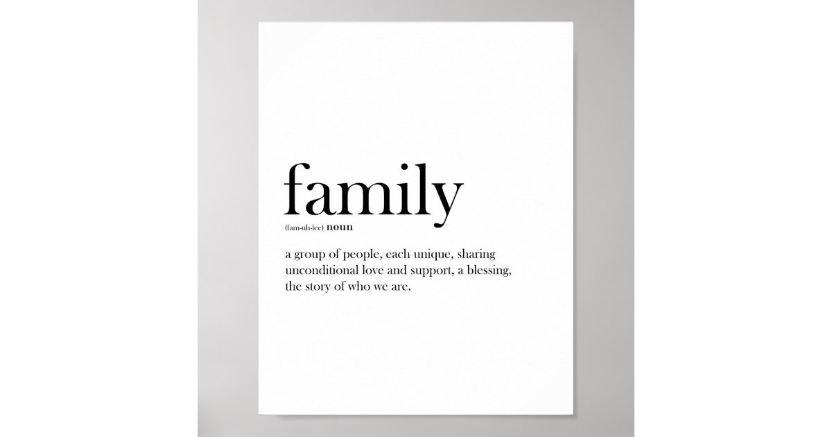 Family black and white, scandi typography poster | Zazzle