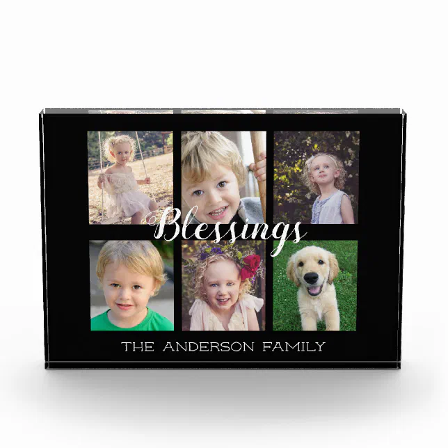 Family Blessings | 6 Photo Collage Photo Block | Zazzle