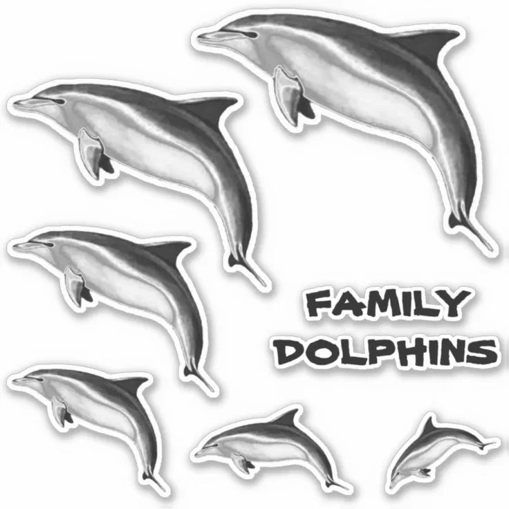 FAMILY BOTTLENOSE DOLPHINS STICKER | Zazzle