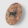 Family Cabin Rustic Wood Personalized Wall Clock | Zazzle