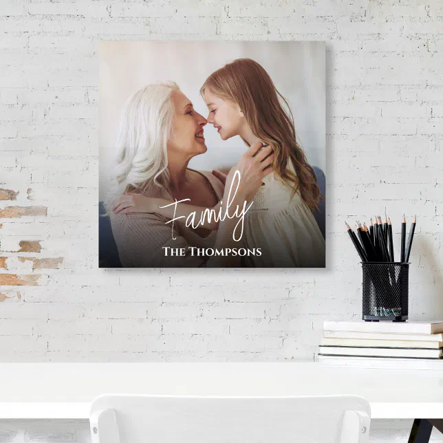Family Calligraphy Script Photo Template | Zazzle