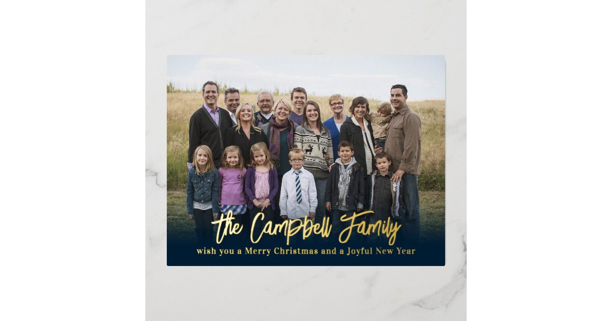 Family Cheer Foil Holiday Postcard Family Reunion | Zazzle