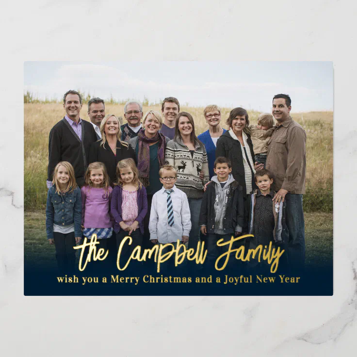 Family Cheer Foil Holiday Postcard Family Reunion | Zazzle