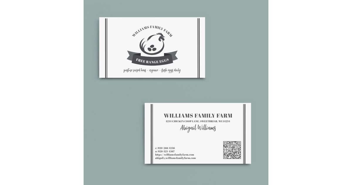 Family Chicken Farm Eggs QR Code Business Card | Zazzle