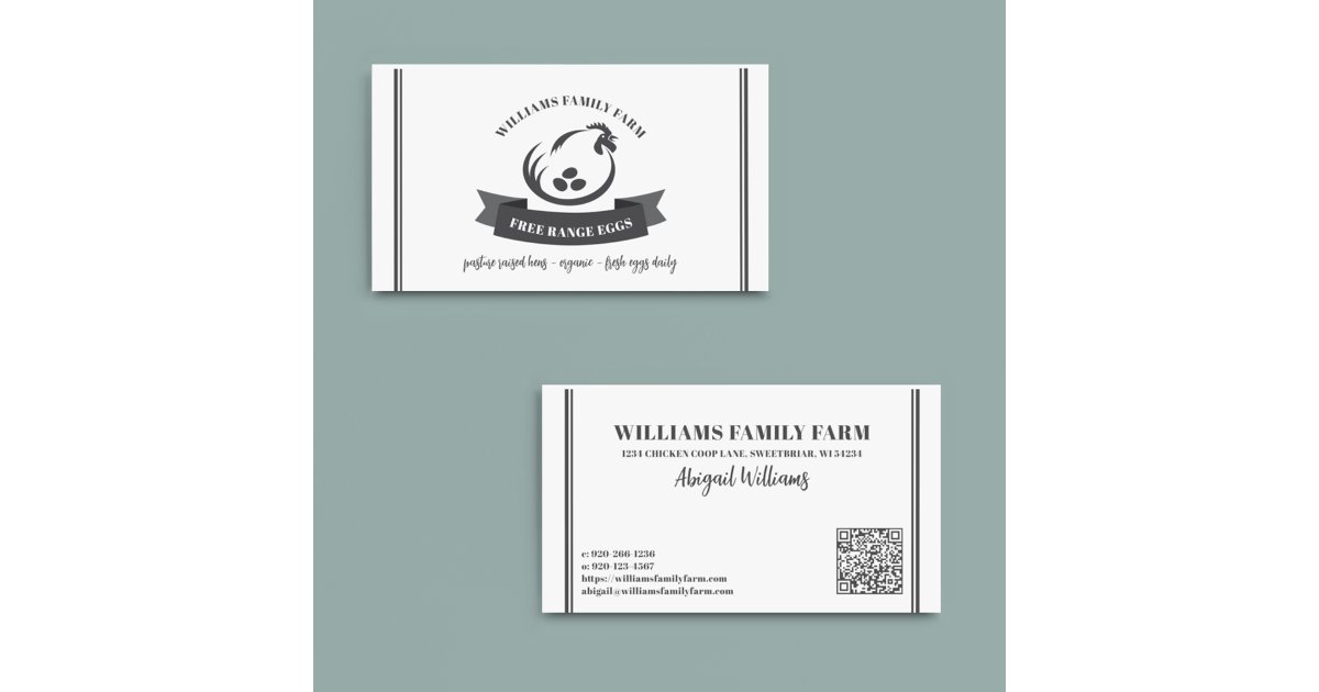 Family Chicken Farm Eggs QR Code Business Card | Zazzle