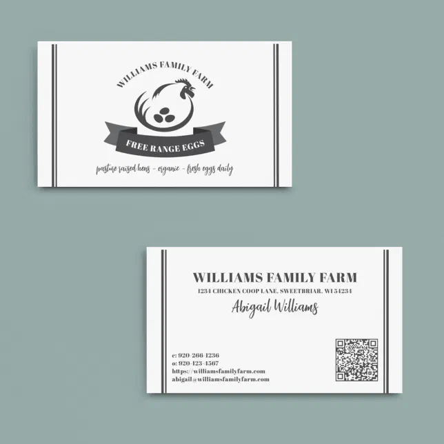 Family Chicken Farm Eggs QR Code Business Card | Zazzle