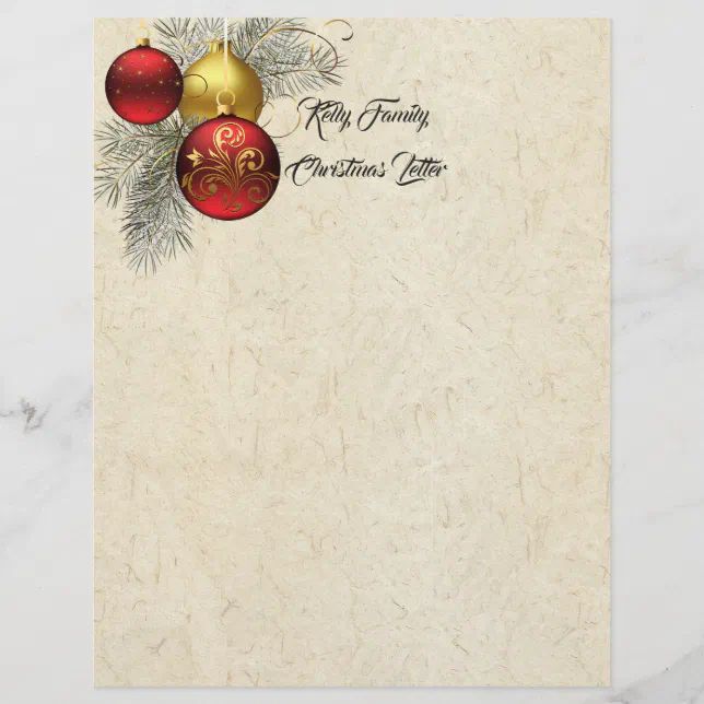 Family Christmas Letter Letterhead Writing Paper | Zazzle