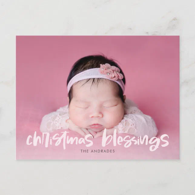Family Christmas Photo Simple Modern Cute Children Holiday Postcard ...