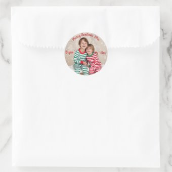 Family Christmas Photo Stickers, Glossy Classic Round Sticker | Zazzle