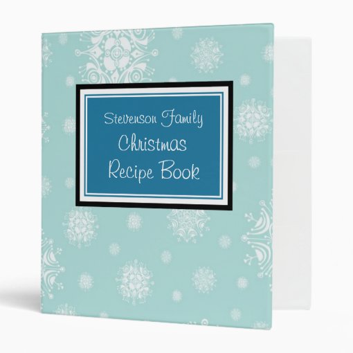 Family Christmas Recipe Binder Blue Snow | Zazzle