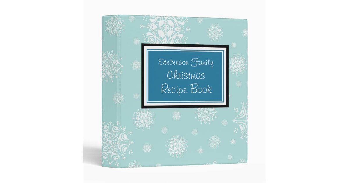 Family Christmas Recipe Binder Blue Snow | Zazzle