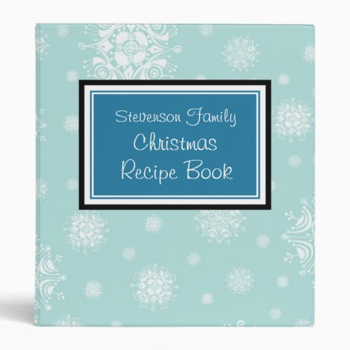 Family Christmas Recipe Binder Blue Snow | Zazzle