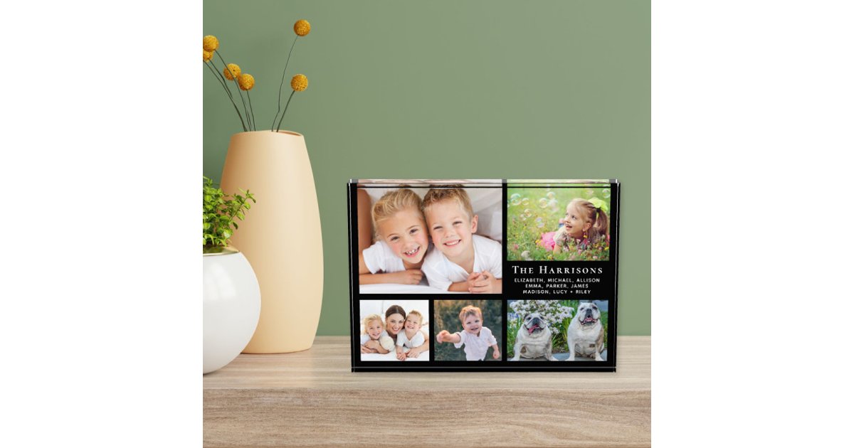 Family Collage Black Photo Block | Zazzle