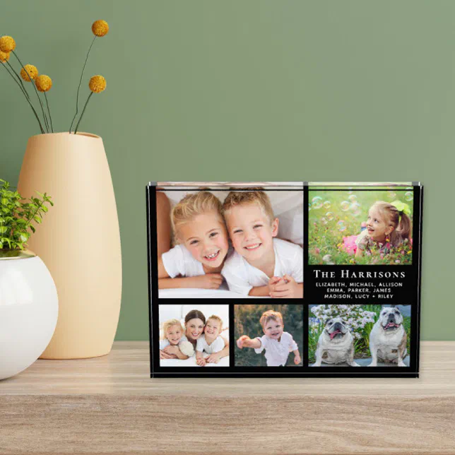 Family Collage Black Photo Block | Zazzle